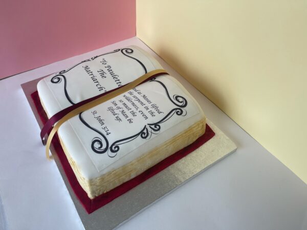Open Bible Cake - add scripture and message - My Cakes and Cakes
